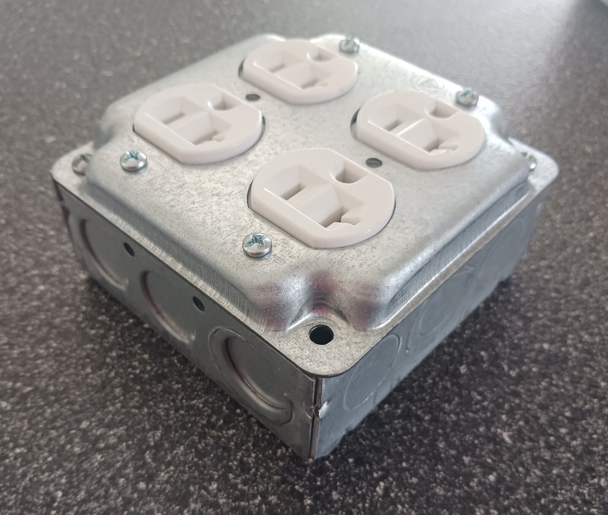 Quad Receptacle Raised Cover Crouse Hinds Series 4 Inch Steel Square