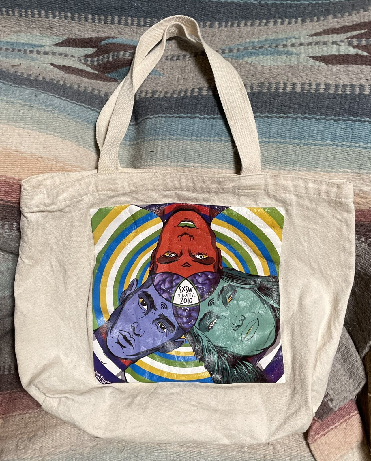 Vintage 2010 Adobe SXSW interactive swag canvas tote shopping bag 100% ...