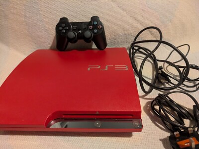 RED SONY PS3 SLIM 320GB HOME CONSOLE COMPLETE SET WORKING Controller ...