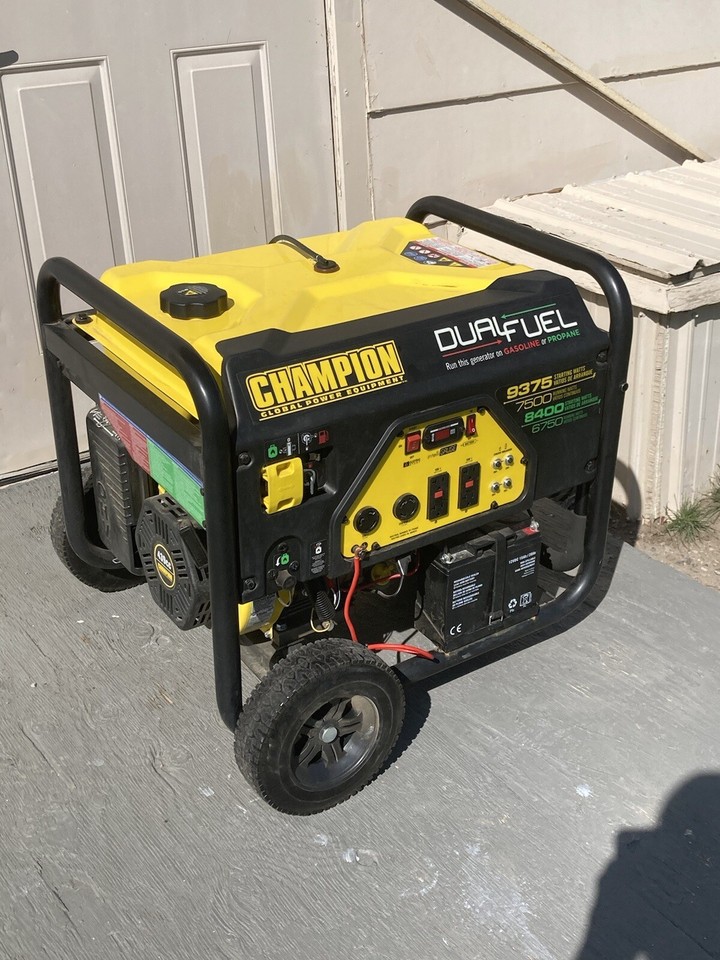 Portable CHAMPION 9375W/7500W Dual Fuel Generator Electric Start w/58 ...