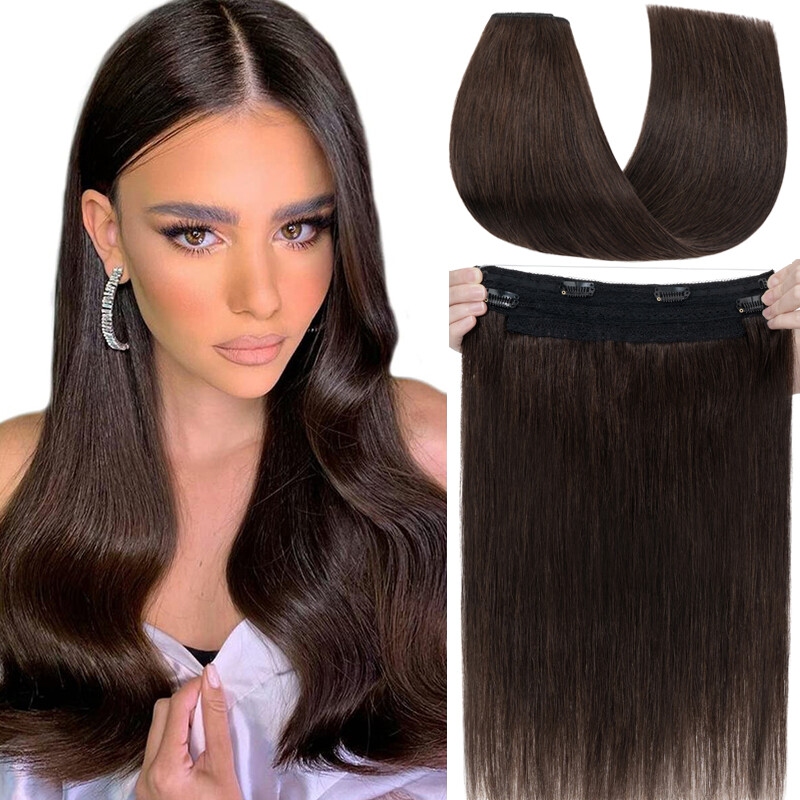 Invisible Wire In Real Thick Human Hair Extensions Hidden Headband Hair ...