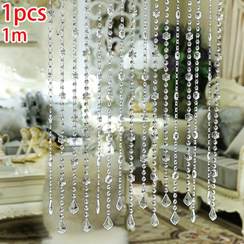 Stylish Bead Curtain 1m Accessory Drapes Hanging Ornaments Transparent ...