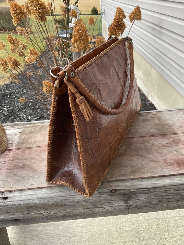 Vintage Brown Genuine Alligator Leather Purse | eBay