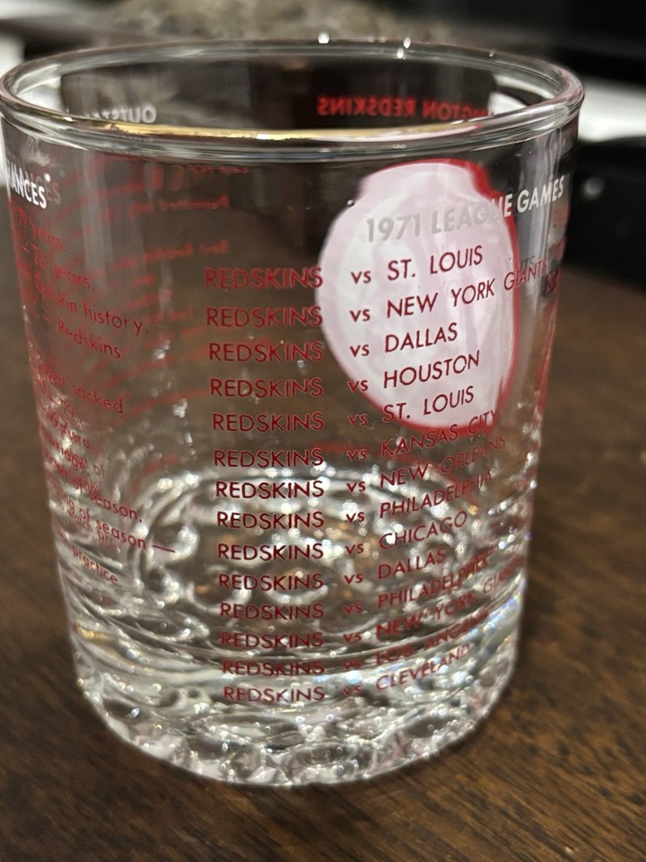 Vintage 1971 Washington Redskins Heavy Drinking Glass NFL Old Logo Rare ...