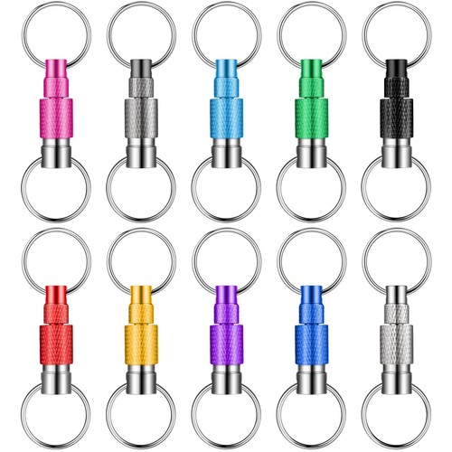 10 Packs Detachable Keychain Quick Release Pull Apart Key Ring with 2 ...