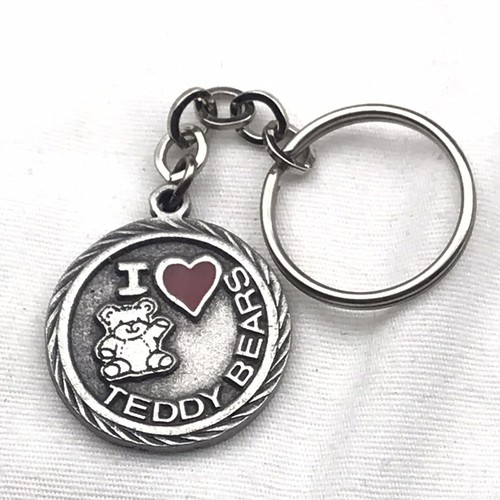 Spooniques Vintage 1983 I Love Teddy Bears Heart Key Fob Ring Silver ...