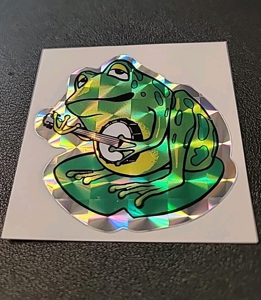 Vintage " Banjo Frog " Prismatic Sticker Vending Machine 3"x3" Rare! | eBay