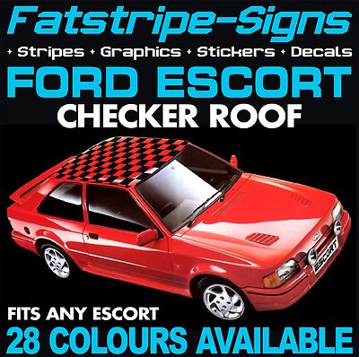 to fit FORD ESCORT GRAPHICS CHECKER ROOF CAR GRAPHICS STRIPES DECALS ...