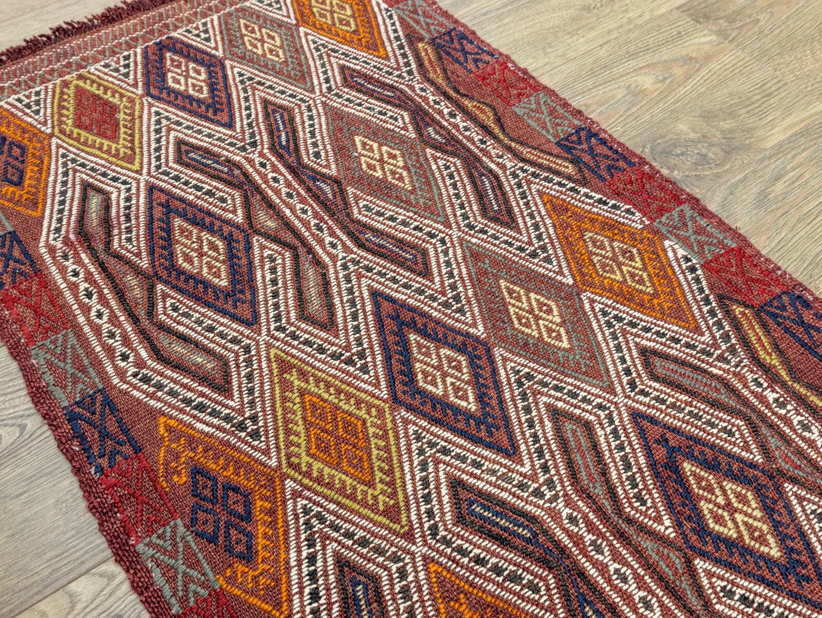 Vintage Turkish Kilim Rug-1.8x3.1 ft-Embroidered Oushak Small Kelim ...