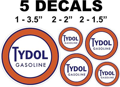 5 Round Tydol Gasoline Vinyl Decals | eBay