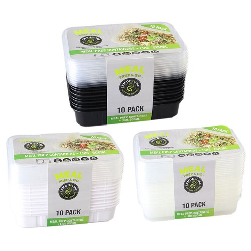 3x 10pc Lemon & Lime Food/Meal Prep 0.5L Reusable Containers/Storage ...