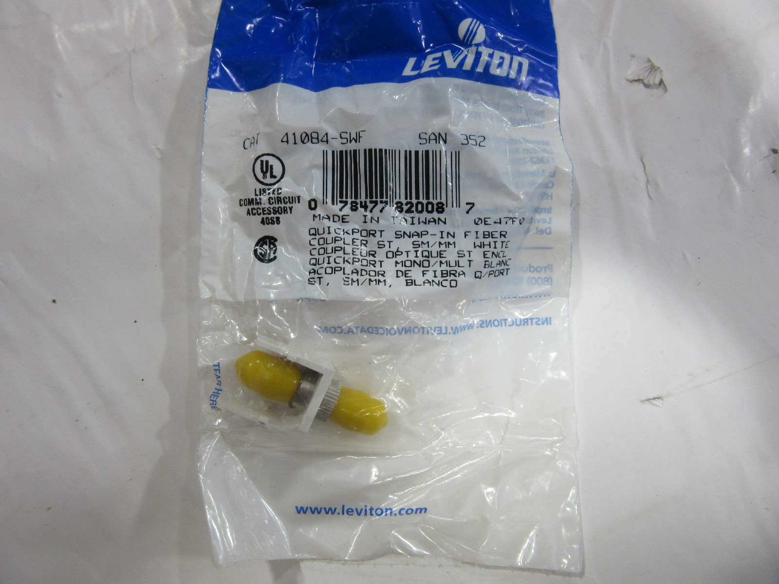 Leviton 41084-SWF Quickport Snap-in Fiber Coupler NEW!! in Sealed Bag ...