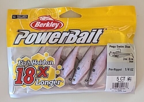 Berkley Power Bait Fishing 3" Pre-Rigged 1/4 Oz. Pogy Swim Shad 5 Pack ...
