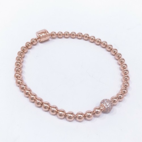 NEW Authentic PANDORA Rose Gold Beads & Pave CZ Logo Clasp Bracelet ...