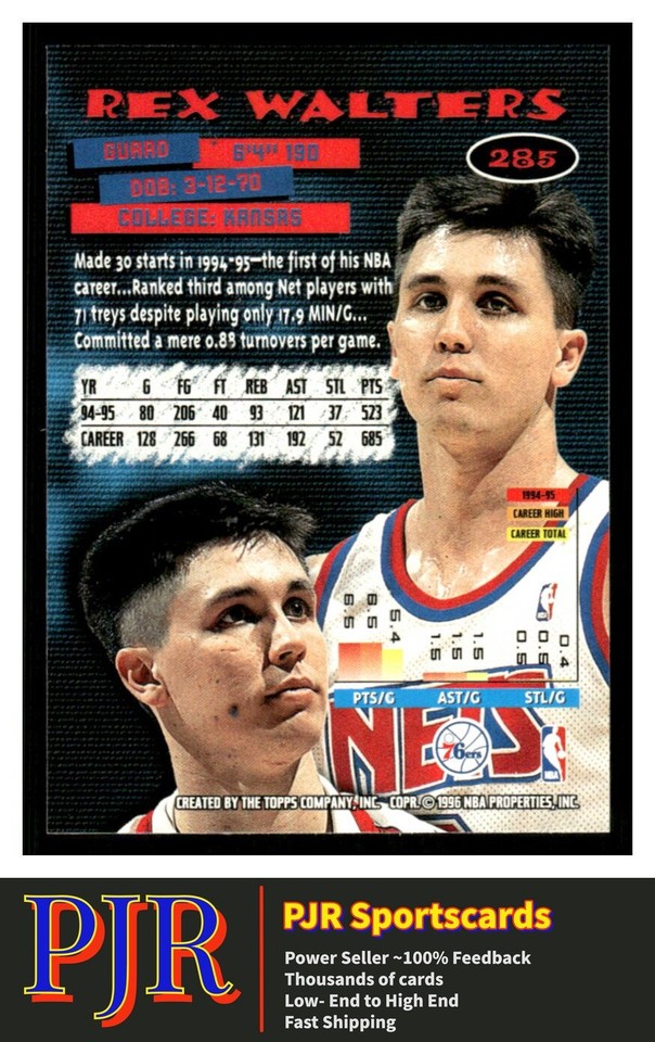 1995-96 Stadium Club #285 Rex Walters Philadelphia 76ers 35% Off 4+ | eBay