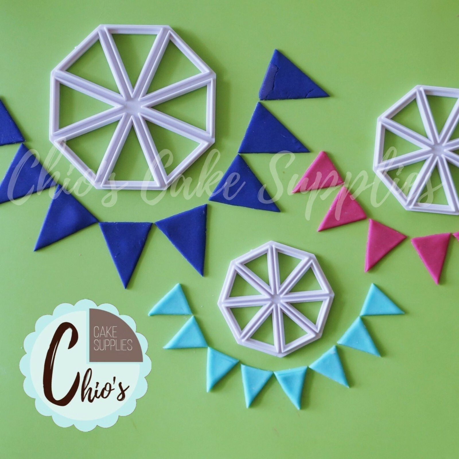 Banner Bunting cutter for fondant, clay 3 plastic pieces set. Time ...