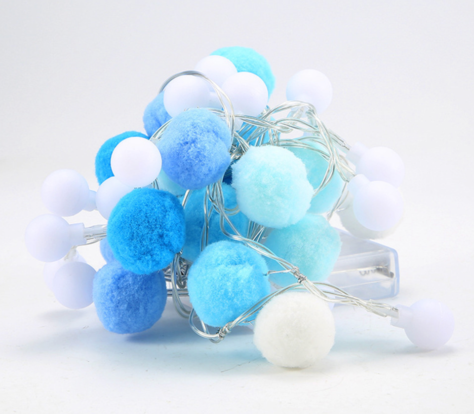 20 LED Globe Ball String Lights Kids Fairy Light DECOR ROOM POMPOM ...
