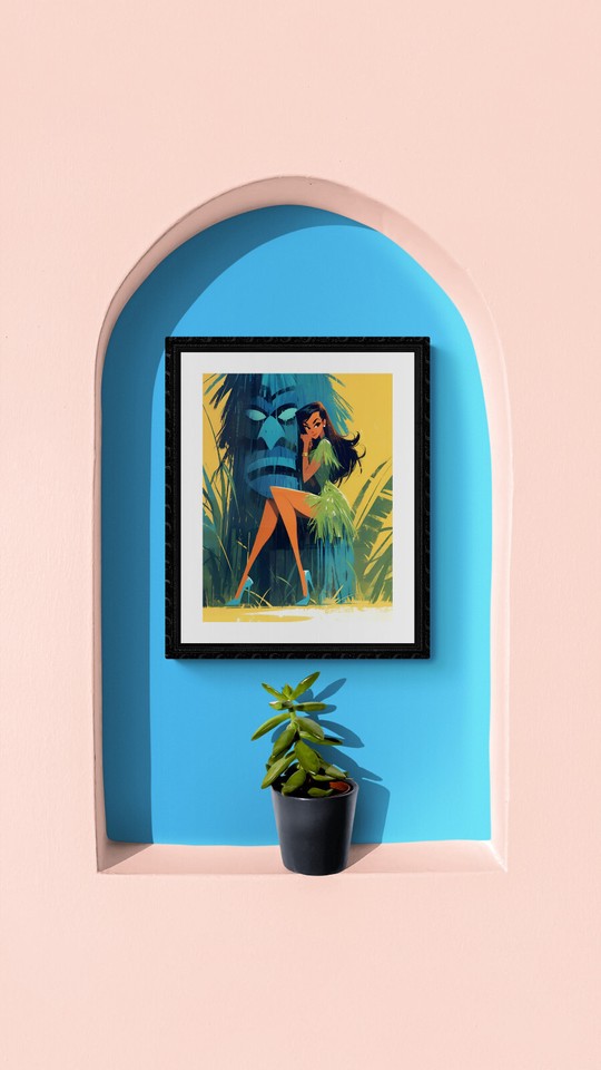 8x 10 Vintage Tiki Theme Hula Dancer Pin Up Art Print et21 | eBay