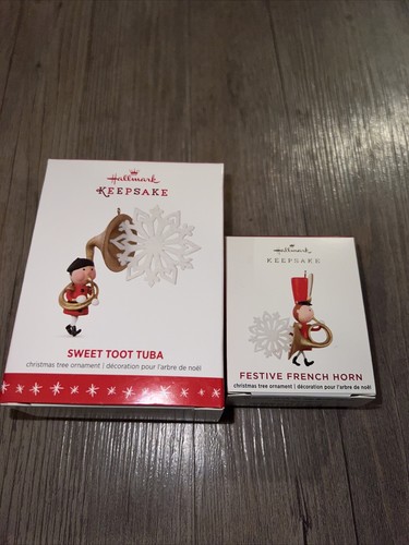 Hallmark Keepsake 2 Ornaments Sweet Toot Tuba Band Member/ French Horn ...