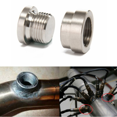O2 Oxygen Sensor Adapter Weld On Bung & Plug Wideband Nut Cap Kit M18x1 ...