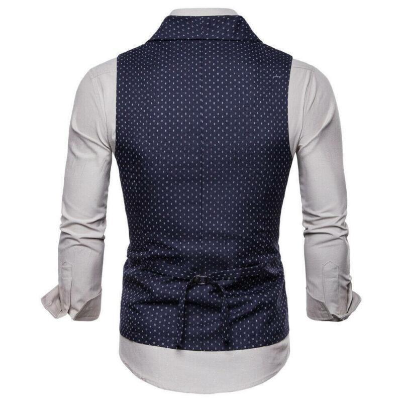 Men's Double Breasted Waistcoat Sleeveless Slim Fit Jacket Fashion ...
