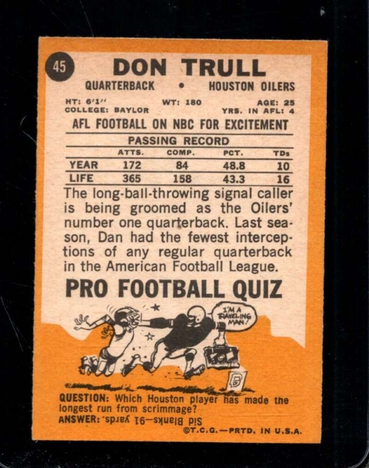 1967 TOPPS #45 DON TRULL EX OILERS *INVAJ2200 | eBay