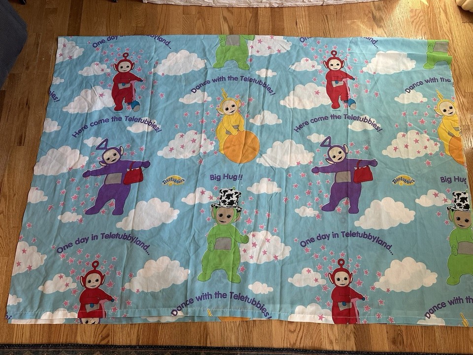 Vintage Teletubbies Bed Sheet Twin Flat Fabric 1996 90s Tinky Winky ...