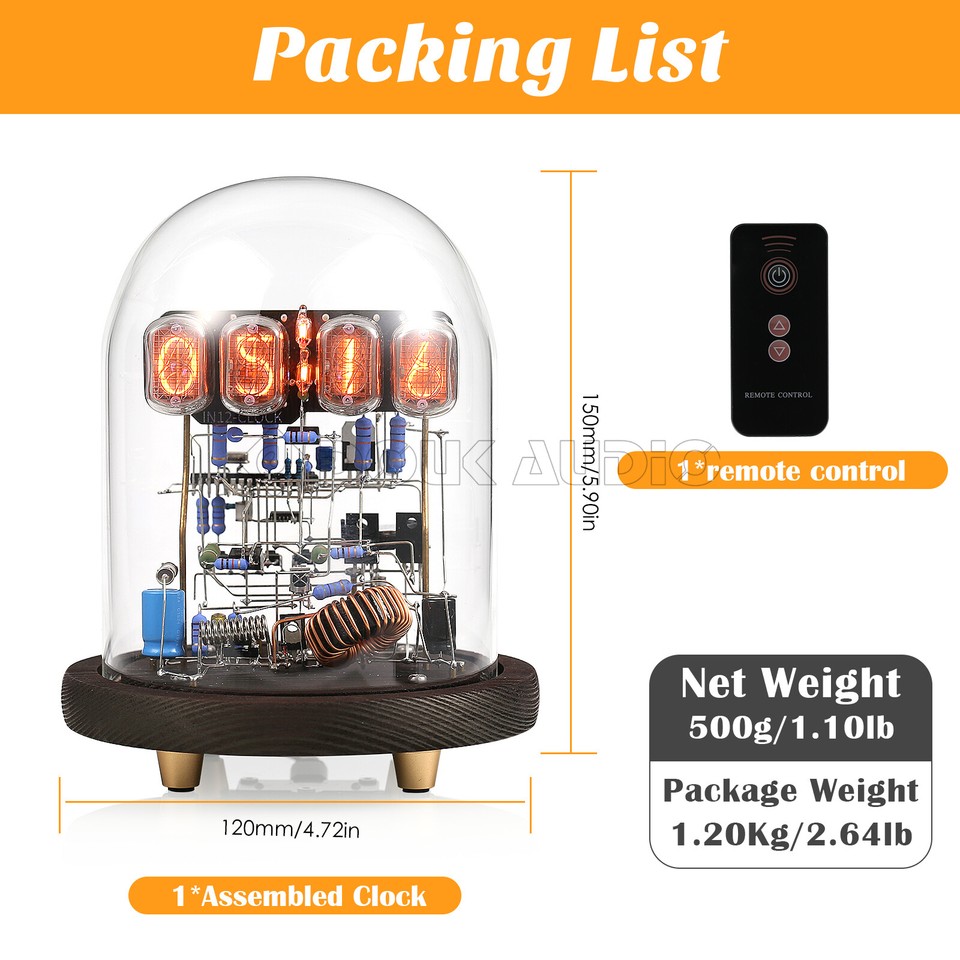 Classic Vintage IN-12 Nixie Tube Clock Kit DIY / Assembled W/ Round ...