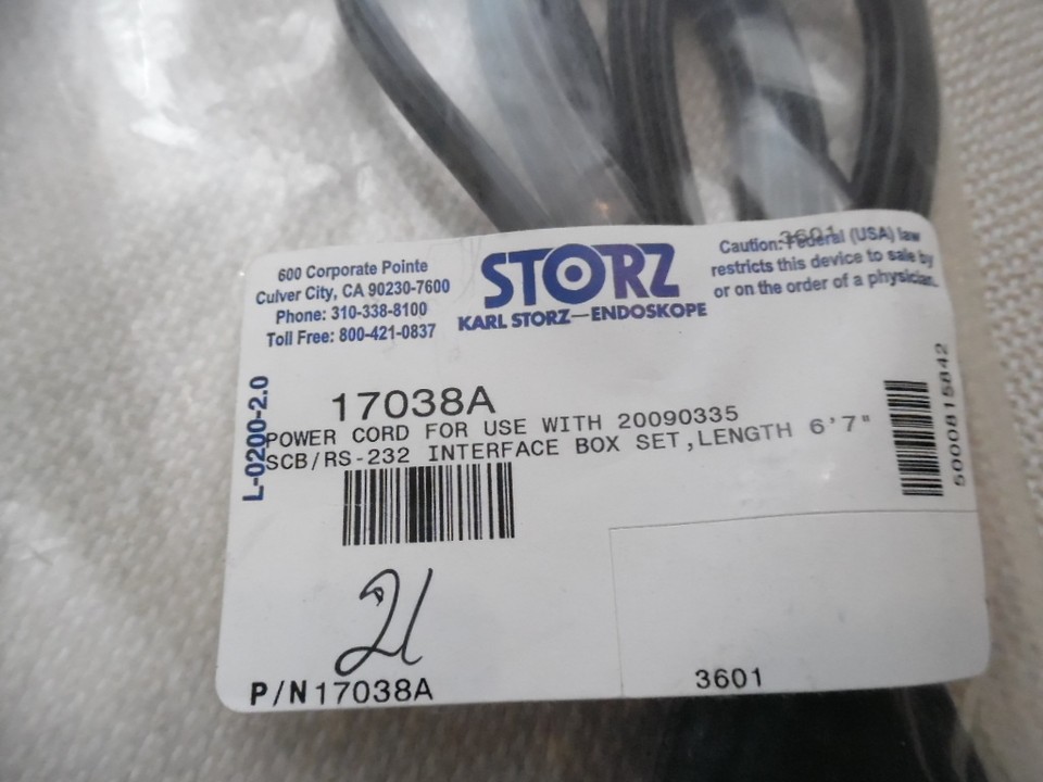 STORZ 17038A power cord for 20090335 SCB/RS232 unit, NEW | eBay