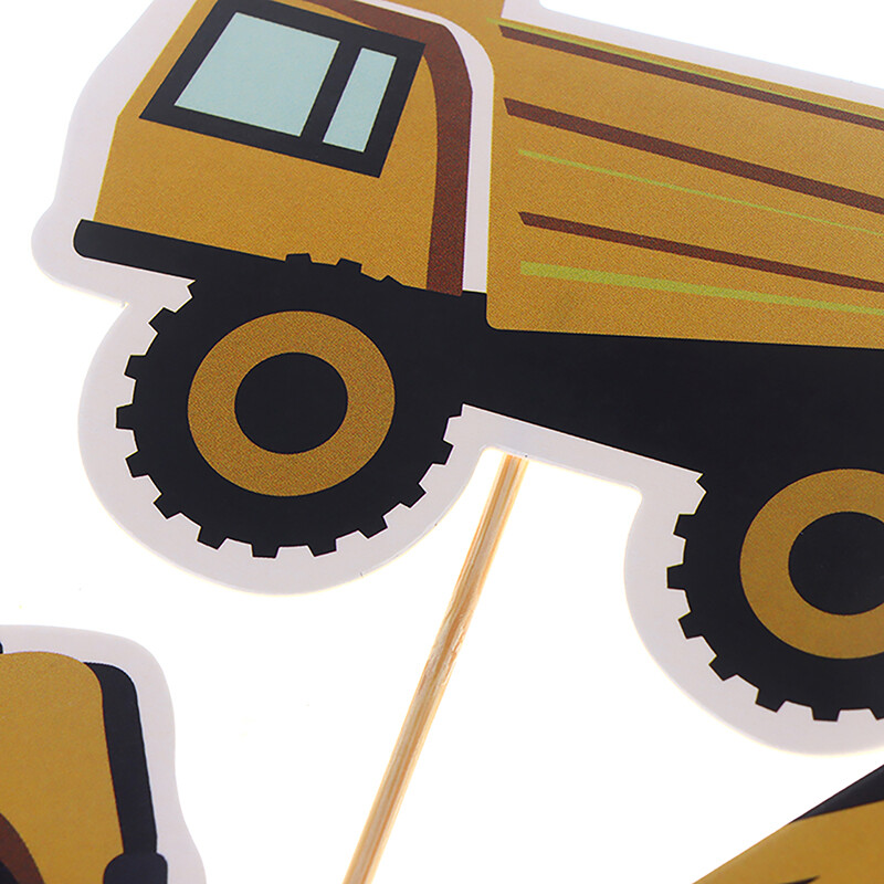 24pcs Construction Vehicle Excavator Cake Toppers For Boy`s Happy ...