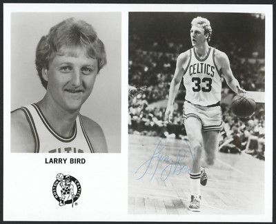 LARRY BIRD Authentic signature on Advertising photo Boston Celtics NBA ...