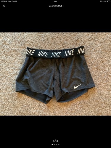 Nike Dri Fit Roll Over Shorts Women’s Small Gray | eBay