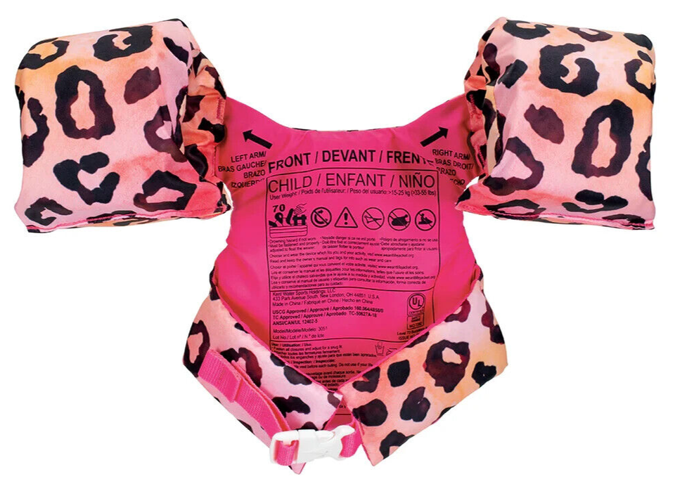 CONNELLY GIRLS PREMIUM LITTLE DIPPER NYLON VEST - PINK LEOPARD ...