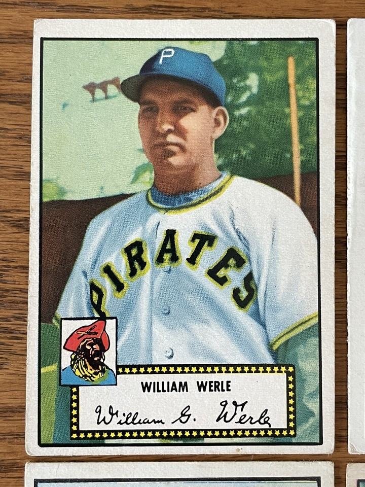 1952 Topps Baseball 4 Card Lot, Pirates William Werle, Ed Fitzgerald ...