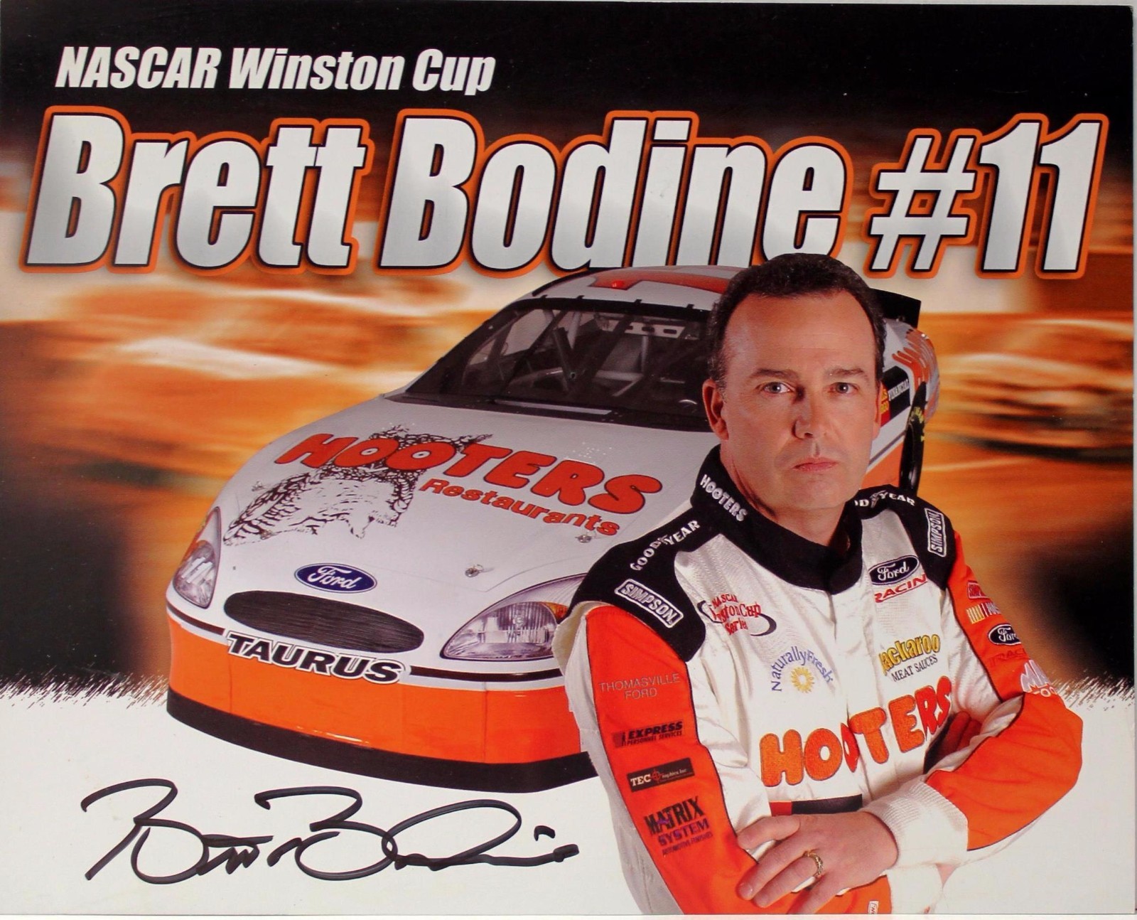 NASCAR Winston Cup - BRETT BODINE #11 - Autographed Color Photo ...