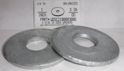 1 in x 3 in 1-1/6 ID 1/4" THICK DOCK WASHERS STEEL HOT DIP GALVANIZED ...