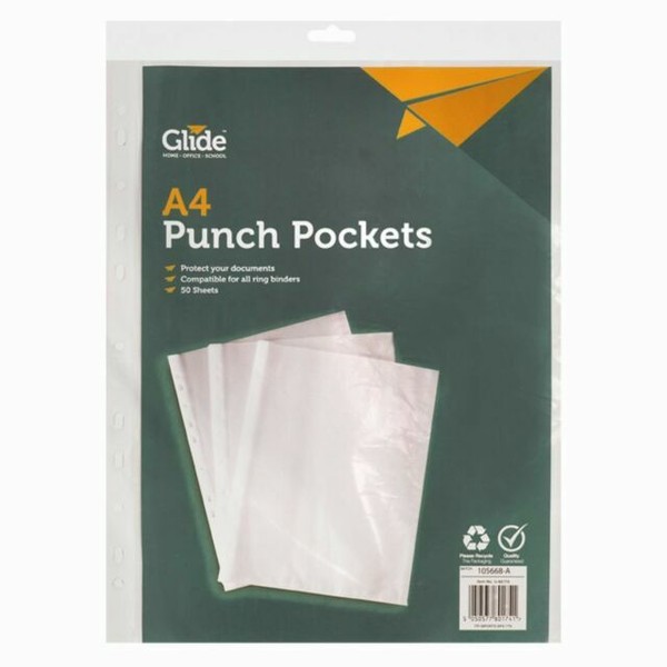 2x 50 PK 100 A4 Clear Plastic Punch Punched Pockets Folders File ...
