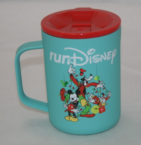 Disney Corkcicle RunDisney Mickey Goofy Donald Christmas Teal Mug Cup ...