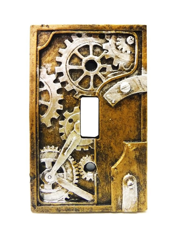 4.25 Inch Resin Steampunk Light Switch Plate Cover, Gray/Gold | eBay