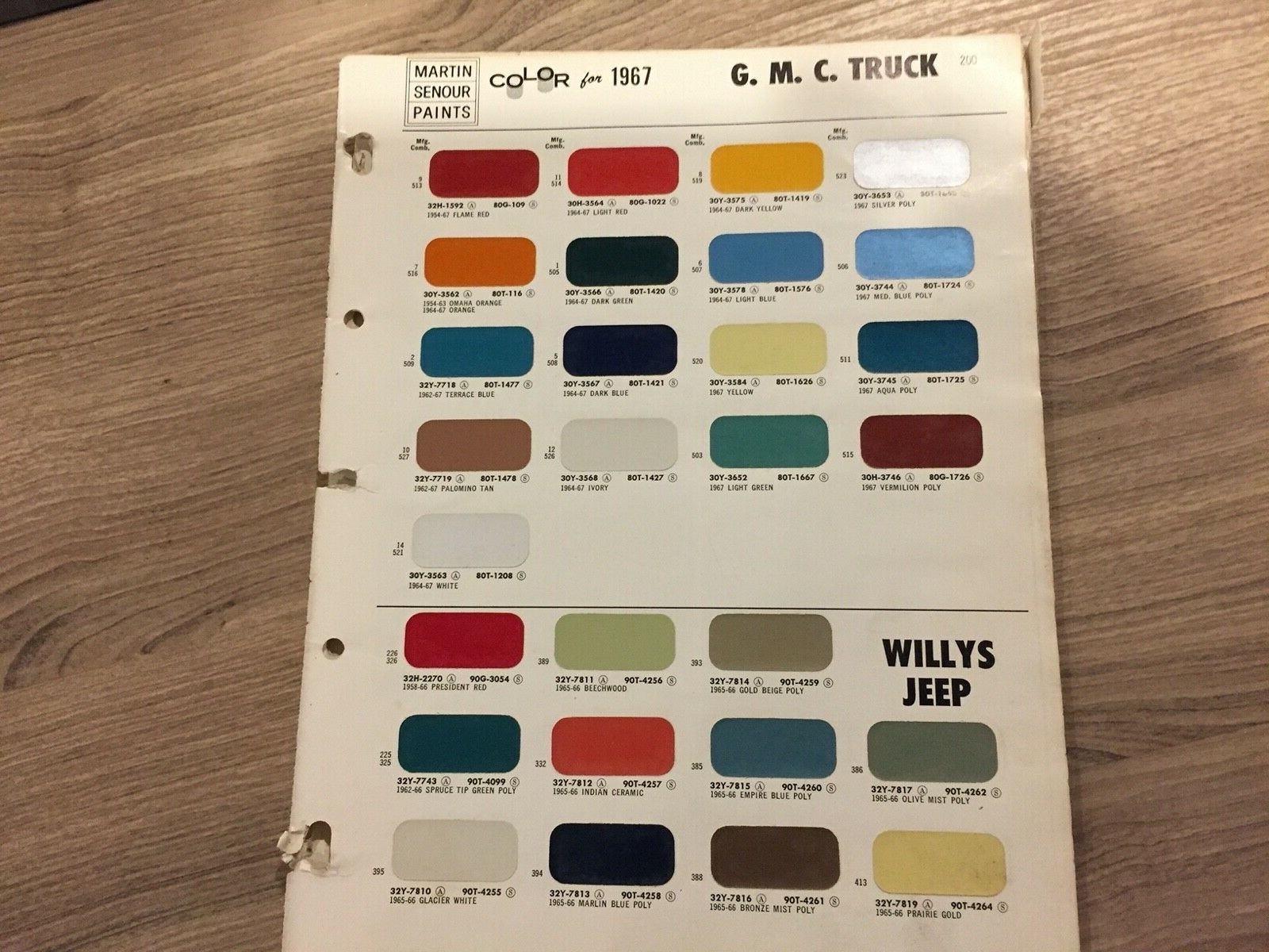 1967 GMC,WILLYS JEEP. PAINT CHIP CHART ORIGINAL | eBay