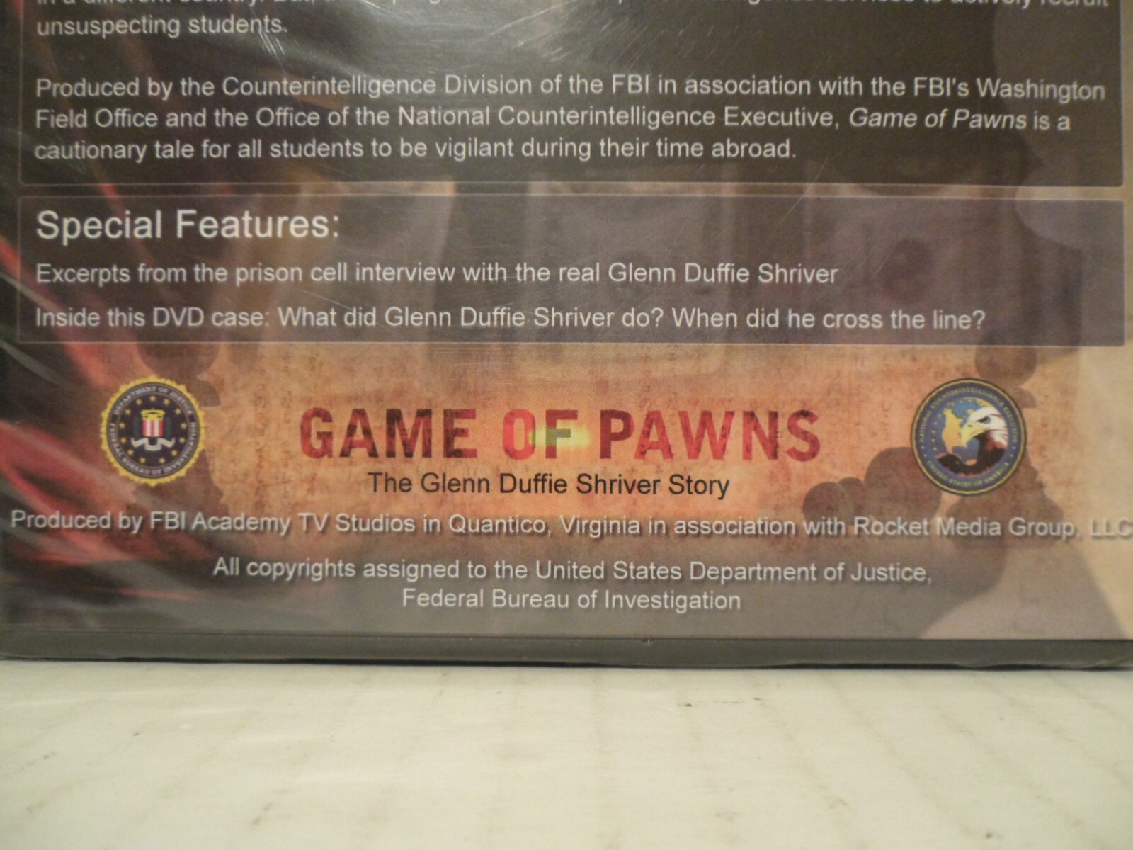 Game of Pawns The Glenn Duffie Shriver Story DVD FBI Academy Overseas ...