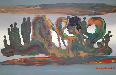 STUNNING ORIGINAL DRIP ART BY HAITIAN MASTER FRANKETIENNE 16 X 24 ...