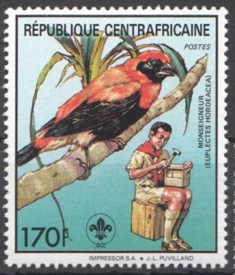 Black-winged Red Bishop, Birds, Scout, Central Africa 1988 MNH Scouting ...