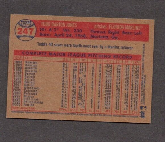 Todd Jones 2006 Topps Heritage authentic autographed card Marlins | eBay
