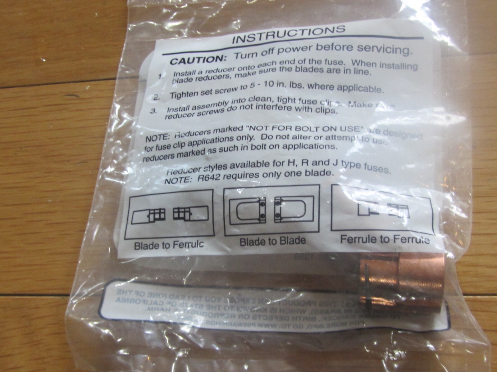 MERSEN FUSE REDUCER 632 CLASS H 60A/250V TO 30A/250V NEW IN BAG (A477 ...