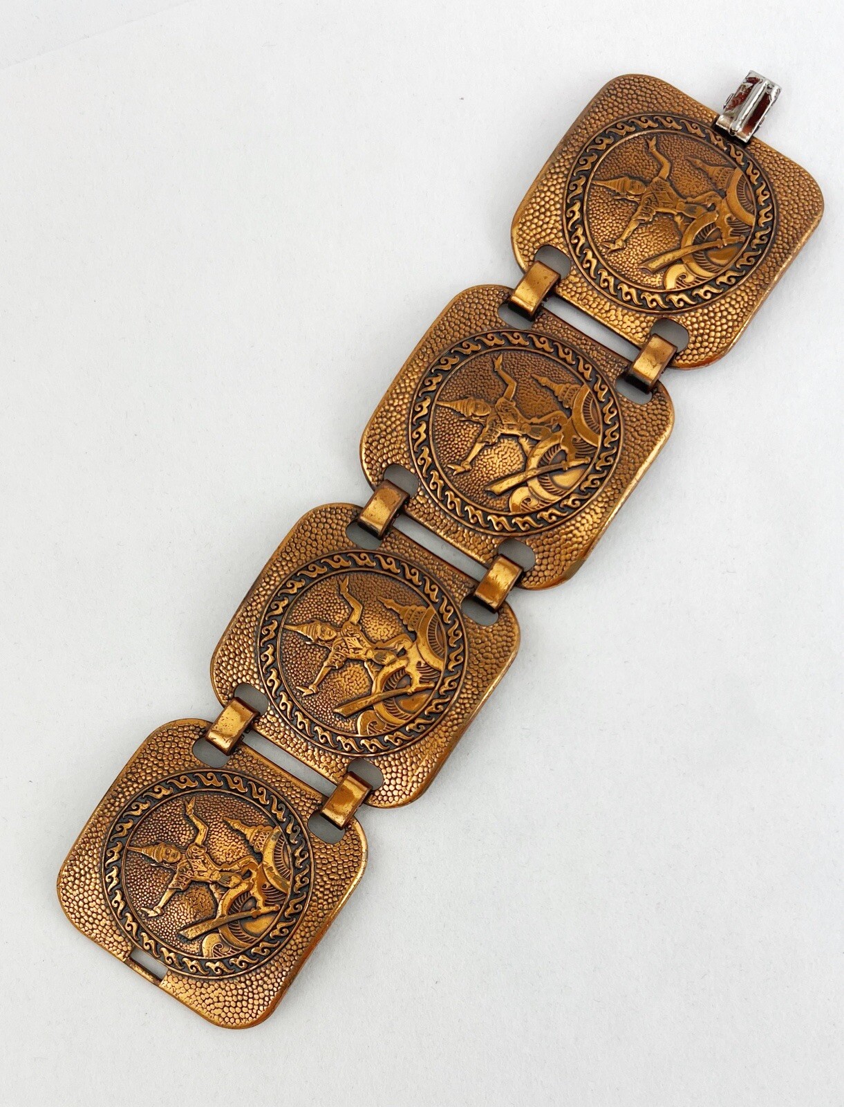 Vintage Copper Thai God Or Goddess Panel Bracelet Uni… - Gem