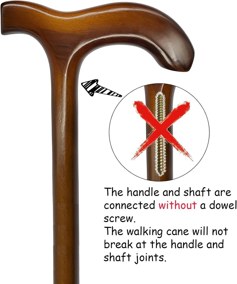 FLYDRUM Wooden Walking Cane for Men and Women, One-Piece Wood Cane, 36 ...