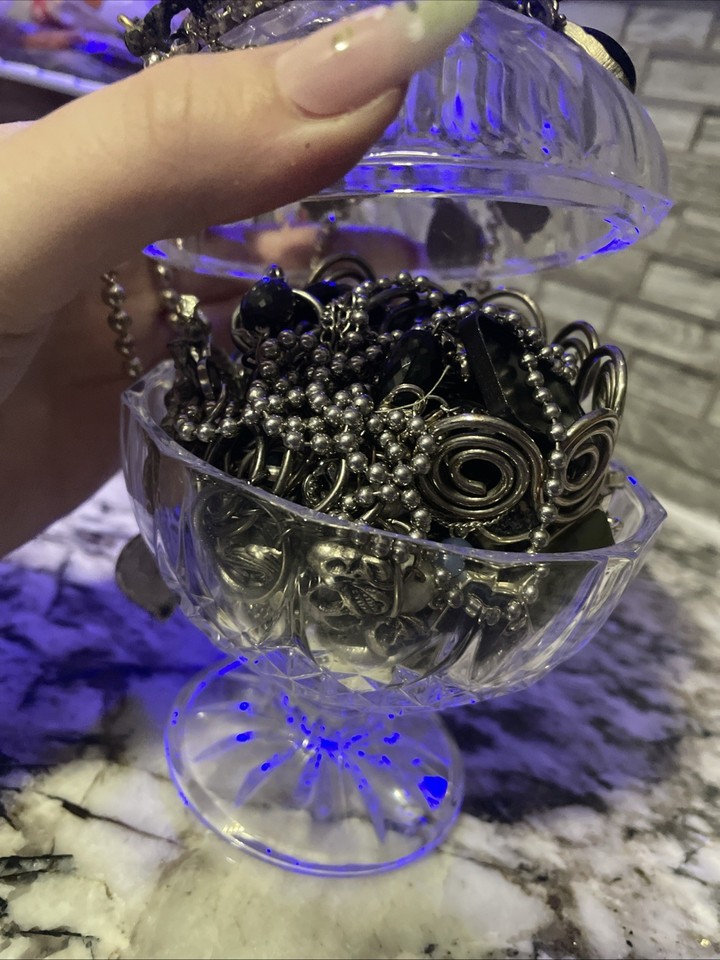 Goth inspired Black And Silver Tone, mystery jewelry jar | eBay