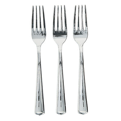 Premium Metallic Silver Plastic Forks - 24 Ct. - Party Supplies - 24 ...