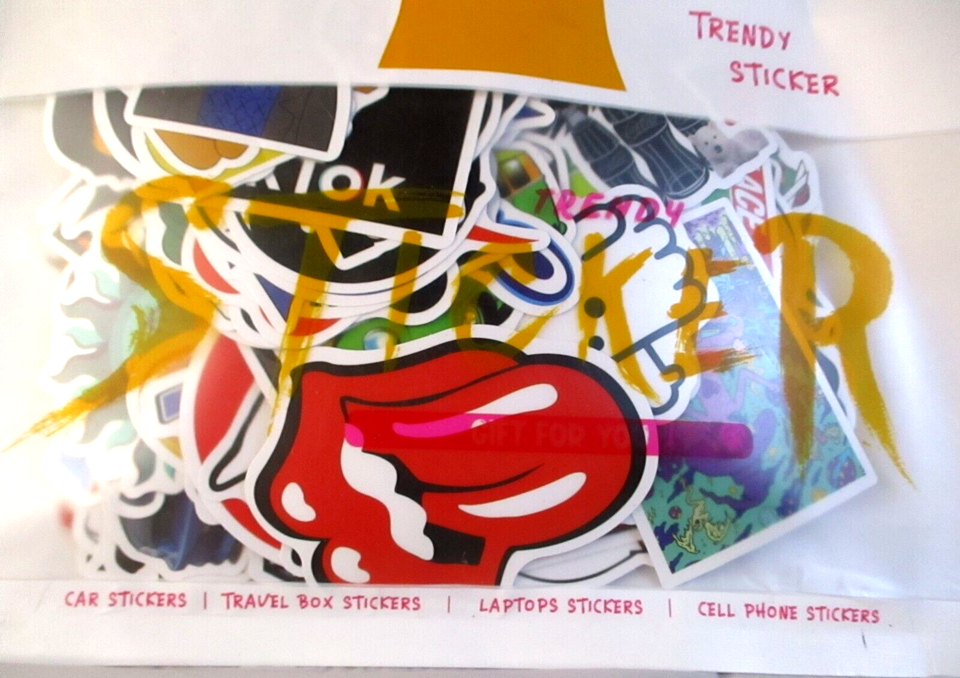 300 Pc Assorted Trendy Stickers Decals Car Laptop Sk8brd Bottles etc | eBay